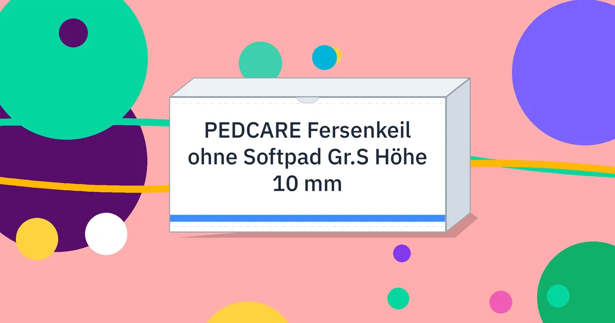 Symbolbild: Packung mit der Aufschrift PEDCARE Fersenkeil ohne Softpad Gr.S Höhe 10 mm (PZN 13964113) – Verfügbarkeit und Bezug in Apotheken in Frankfurt am Main