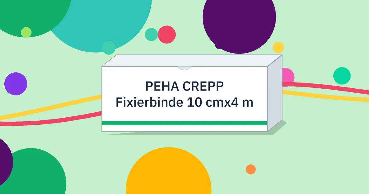 Symbolbild: Packung mit der Aufschrift PEHA CREPP Fixierbinde 10 cmx4 m (PZN 19557018) – Verfügbarkeit und Bezug in Apotheken in Frankfurt am Main