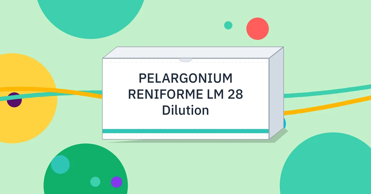 Symbolbild: Packung mit der Aufschrift PELARGONIUM RENIFORME LM 28 Dilution (PZN 13633445) – Verfügbarkeit und Bezug in Apotheken in Frankfurt am Main