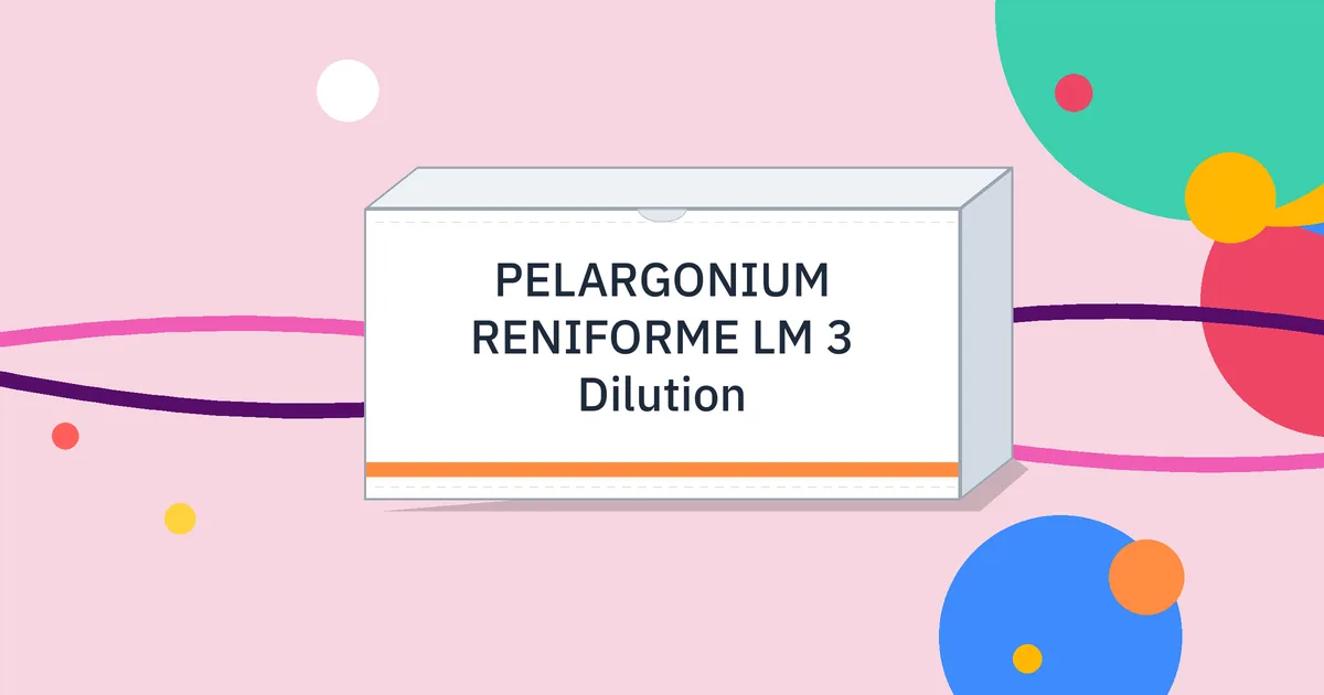 Symbolbild: Packung mit der Aufschrift PELARGONIUM RENIFORME LM 3 Dilution (PZN 13633155) – Verfügbarkeit und Bezug in Apotheken in Frankfurt am Main