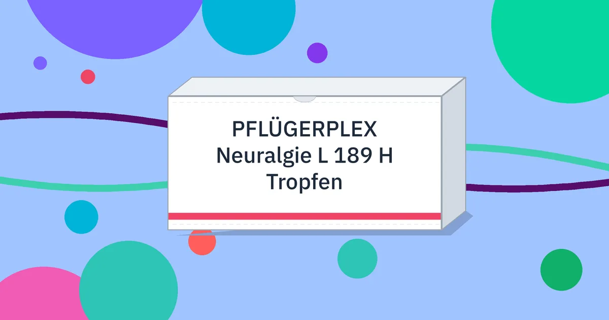 Symbolbild: Packung mit der Aufschrift PFLÜGERPLEX Neuralgie L 189 H Tropfen (PZN 00214497) – Verfügbarkeit und Bezug in Apotheken in Frankfurt am Main
