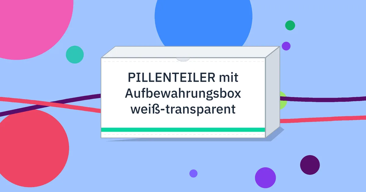 Symbolbild: Packung mit der Aufschrift PILLENTEILER mit Aufbewahrungsbox weiß-transparent (PZN 13917993) – Verfügbarkeit und Bezug in Apotheken in Frankfurt am Main