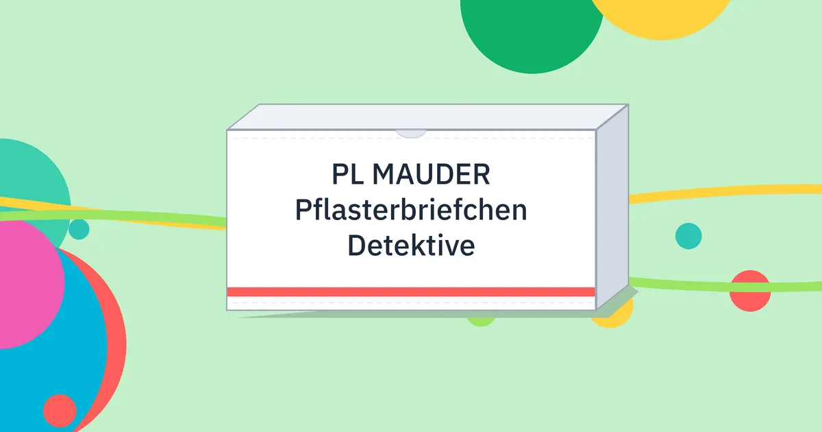 Symbolbild: Packung mit der Aufschrift PL MAUDER Pflasterbriefchen Detektive (PZN 19435781) – Verfügbarkeit und Bezug in Apotheken in Frankfurt am Main
