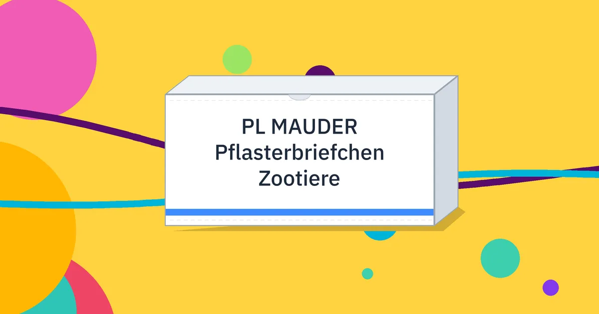 Symbolbild: Packung mit der Aufschrift PL MAUDER Pflasterbriefchen Zootiere (PZN 19435278) – Verfügbarkeit und Bezug in Apotheken in Frankfurt am Main