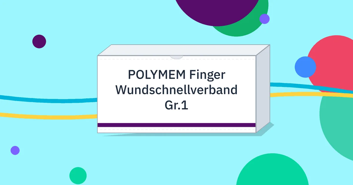 Symbolbild: Packung mit der Aufschrift POLYMEM Finger Wundschnellverband Gr.1 (PZN 09063752) – Verfügbarkeit und Bezug in Apotheken in Frankfurt am Main