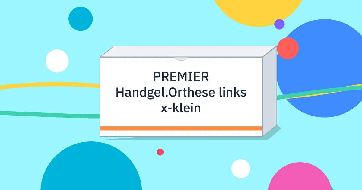 Symbolbild: Packung mit der Aufschrift PREMIER Handgel.Orthese links x-klein (PZN 06643874) – Verfügbarkeit und Bezug in Apotheken in Frankfurt am Main