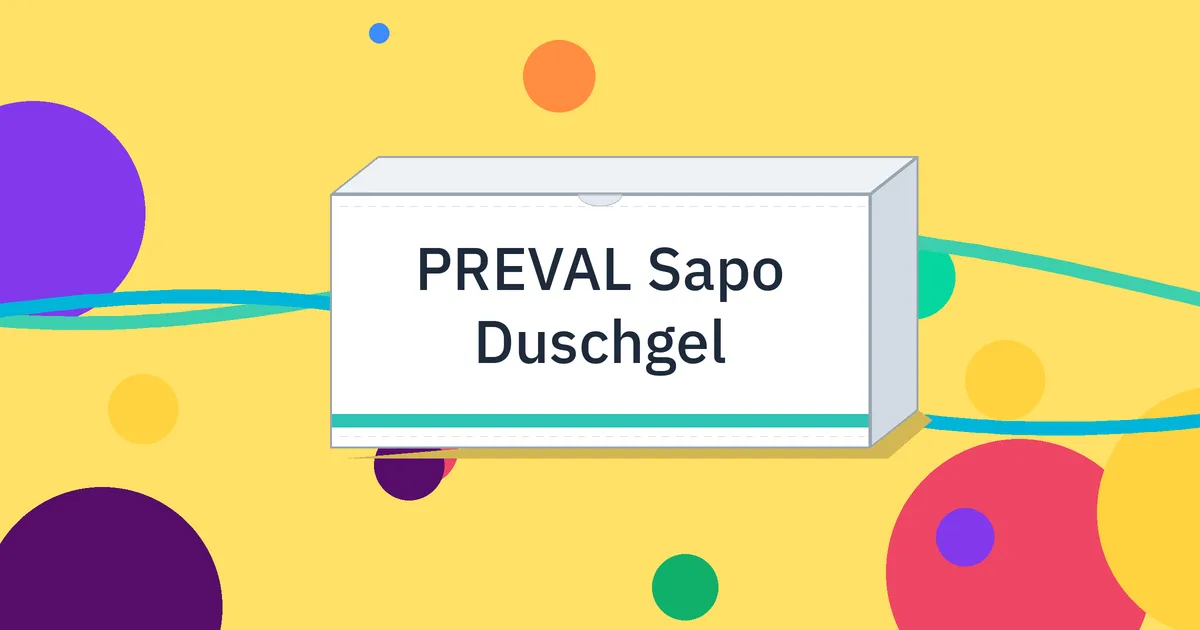 Symbolbild: Packung mit der Aufschrift PREVAL Sapo Duschgel (PZN 03865338) – Verfügbarkeit und Bezug in Apotheken in Frankfurt am Main