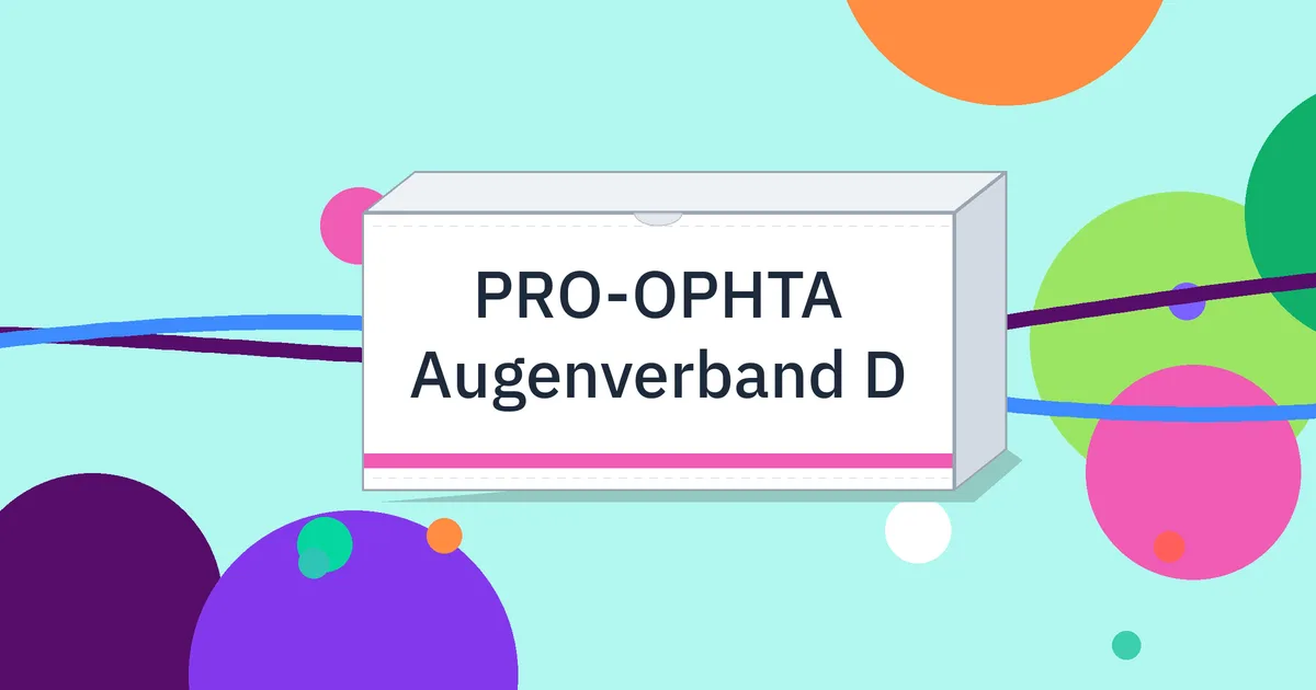 Symbolbild: Packung mit der Aufschrift PRO-OPHTA Augenverband D (PZN 07202209) – Verfügbarkeit und Bezug in Apotheken in Frankfurt am Main