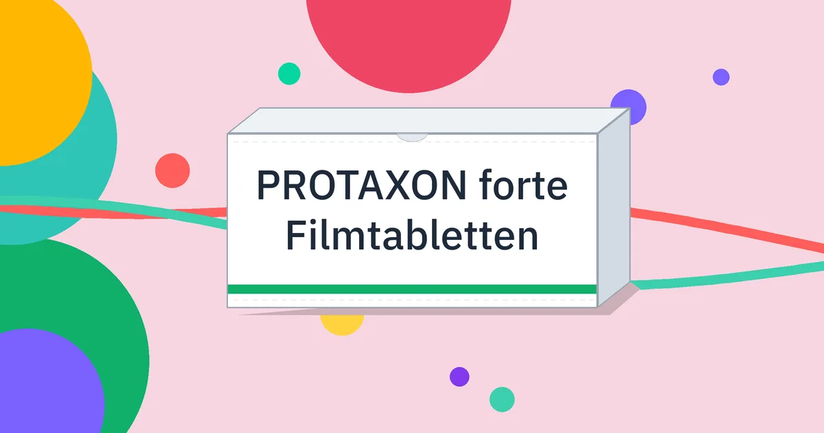 Symbolbild: Packung mit der Aufschrift PROTAXON forte Filmtabletten (PZN 03439535) – Verfügbarkeit und Bezug in Apotheken in Frankfurt am Main