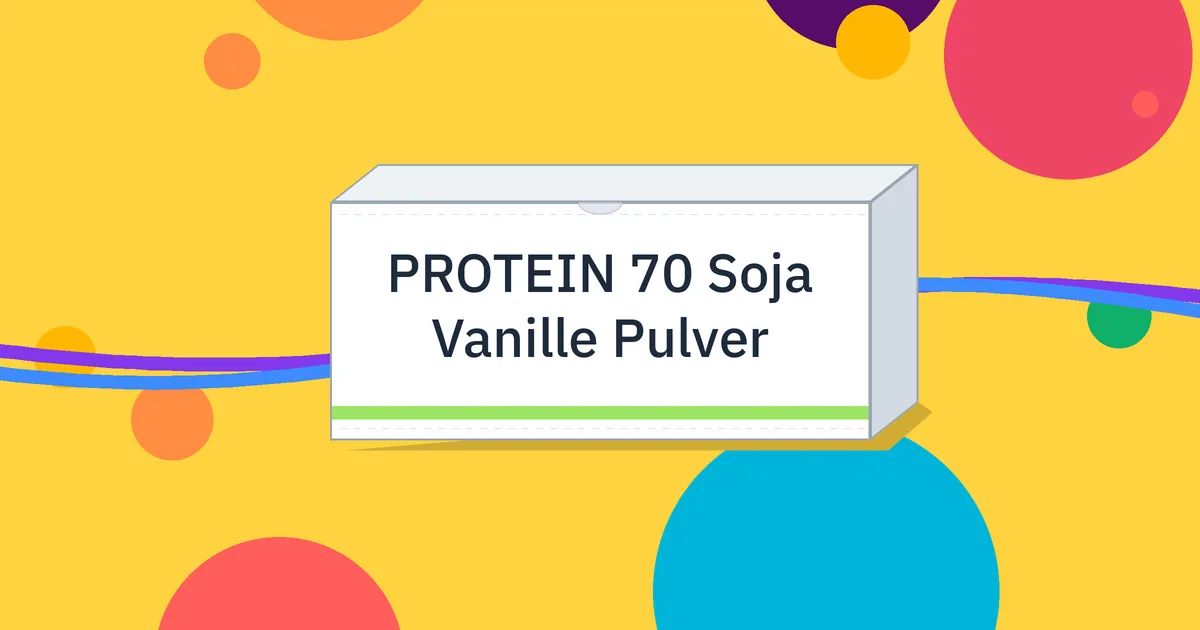 Symbolbild: Packung mit der Aufschrift PROTEIN 70 Soja Vanille Pulver (PZN 13233645) – Verfügbarkeit und Bezug in Apotheken in Frankfurt am Main