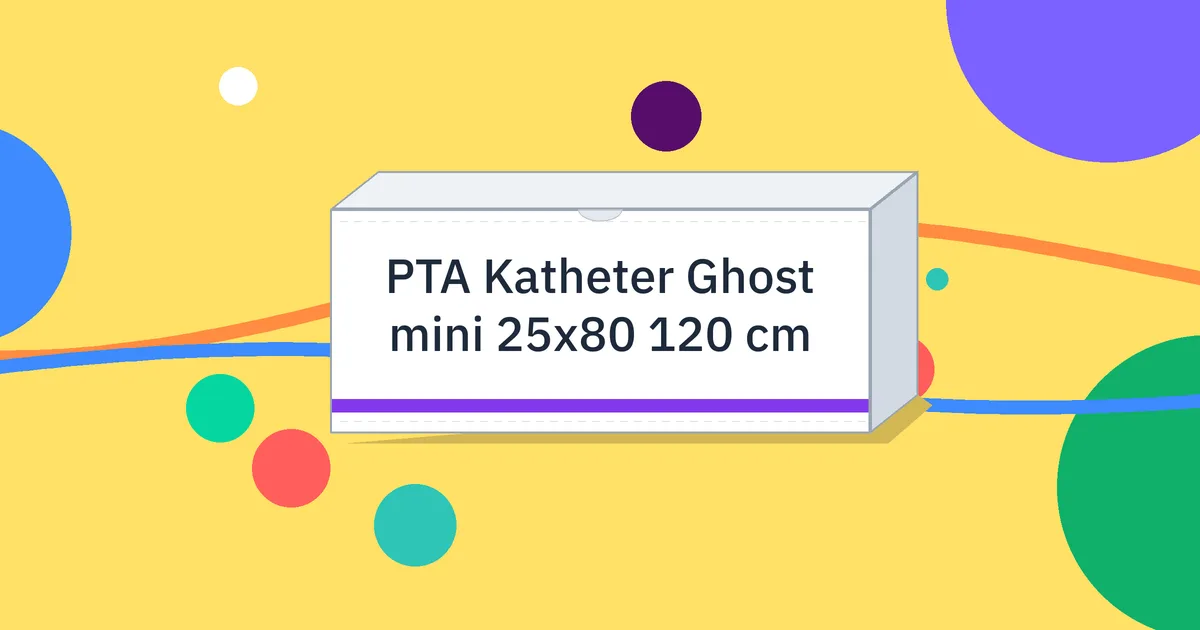 Symbolbild: Packung mit der Aufschrift PTA Katheter Ghost mini 25x80 120 cm (PZN 00140095) – Verfügbarkeit und Bezug in Apotheken in Frankfurt am Main