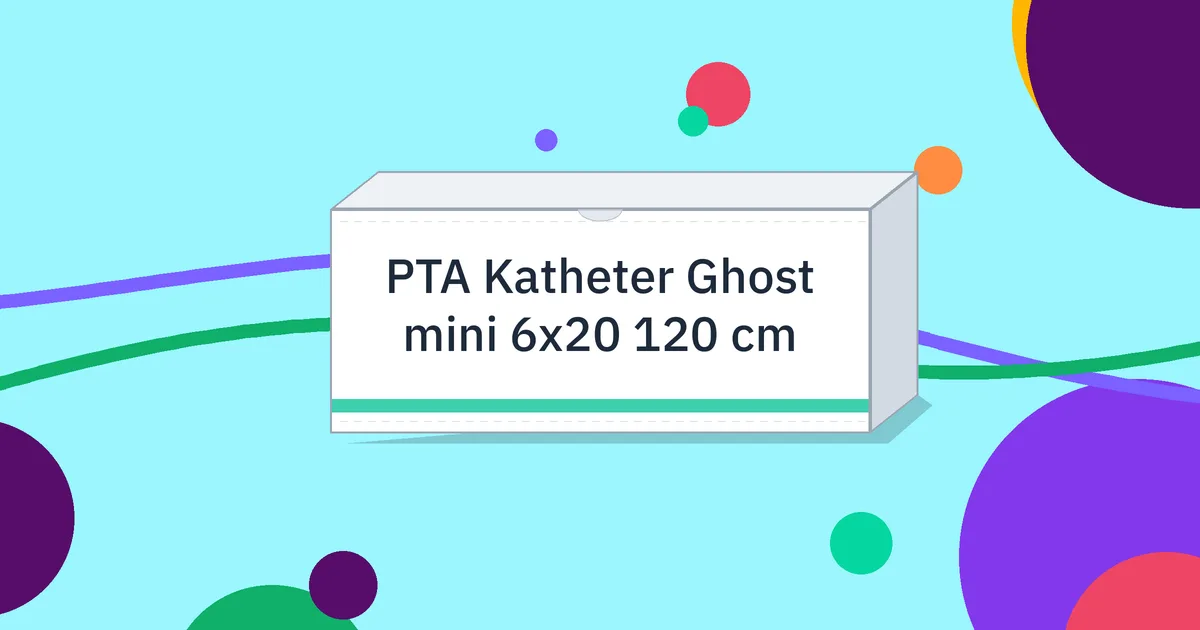Symbolbild: Packung mit der Aufschrift PTA Katheter Ghost mini 6x20 120 cm (PZN 00142970) – Verfügbarkeit und Bezug in Apotheken in Frankfurt am Main