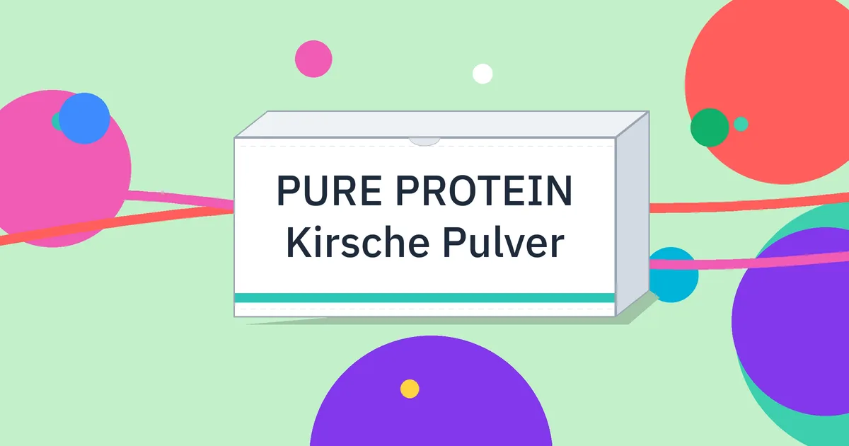Symbolbild: Packung mit der Aufschrift PURE PROTEIN Kirsche Pulver (PZN 18679400) – Verfügbarkeit und Bezug in Apotheken in Frankfurt am Main