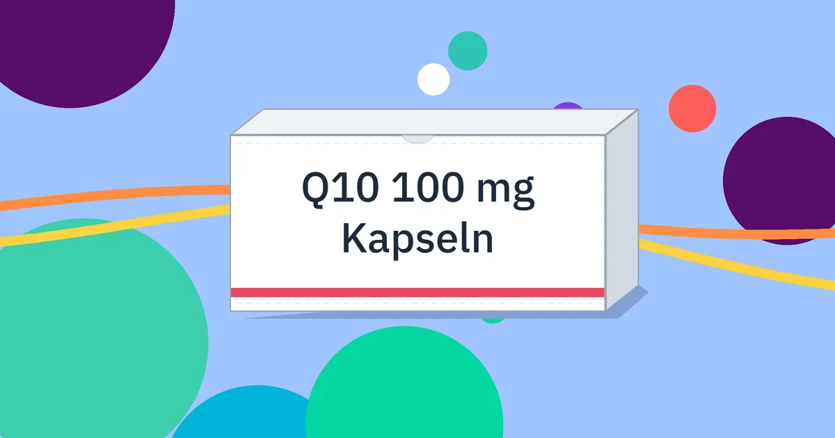 Symbolbild: Packung mit der Aufschrift Q10 100 mg Kapseln (PZN 00393933) – Verfügbarkeit und Bezug in Apotheken in Frankfurt am Main