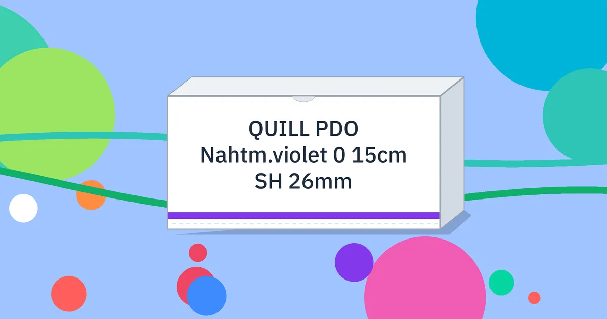 Symbolbild: Packung mit der Aufschrift QUILL PDO Nahtm.violet 0 15cm SH 26mm (PZN 17990573) – Verfügbarkeit und Bezug in Apotheken in Frankfurt am Main