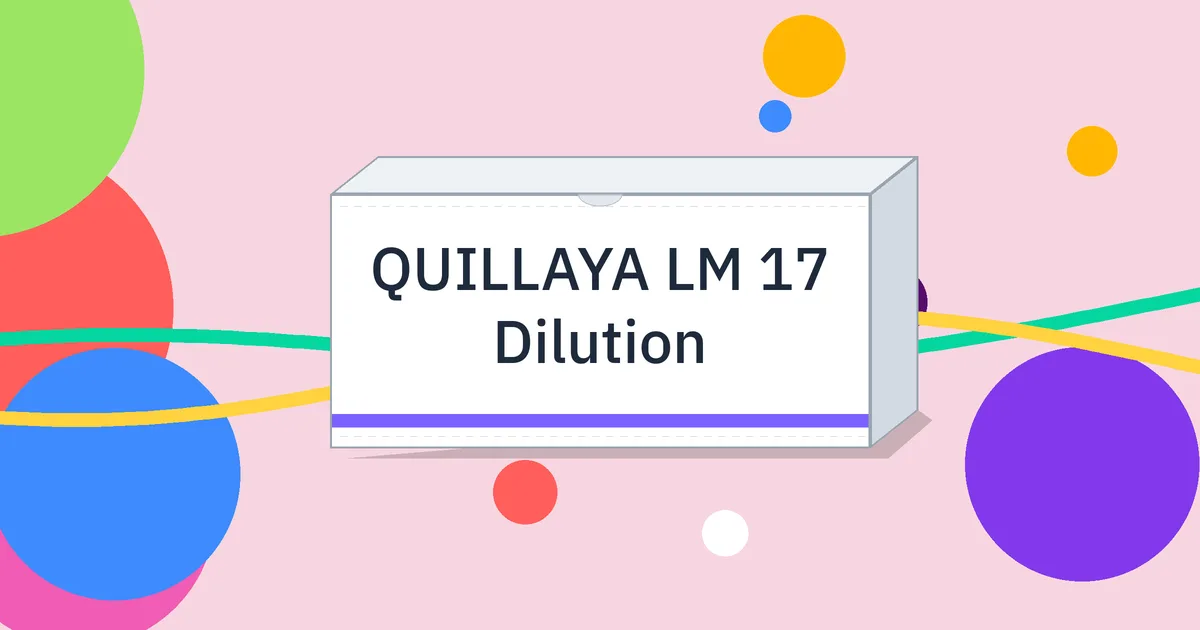 Symbolbild: Packung mit der Aufschrift QUILLAYA LM 17 Dilution (PZN 13675082) – Verfügbarkeit und Bezug in Apotheken in Frankfurt am Main