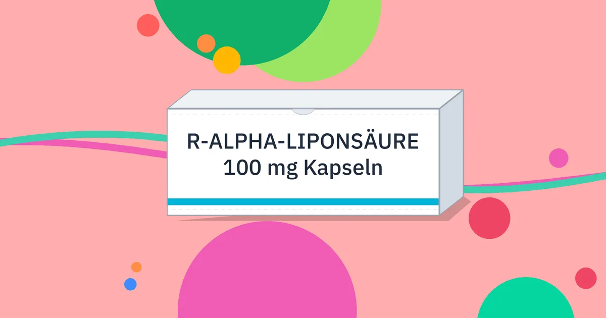 Symbolbild: Packung mit der Aufschrift R-ALPHA-LIPONSÄURE 100 mg Kapseln (PZN 17965693) – Verfügbarkeit und Bezug in Apotheken in Frankfurt am Main