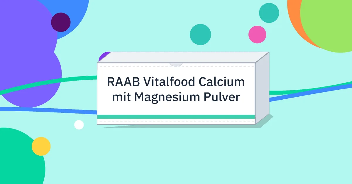 Symbolbild: Packung mit der Aufschrift RAAB Vitalfood Calcium mit Magnesium Pulver (PZN 20048865) – Verfügbarkeit und Bezug in Apotheken in Frankfurt am Main
