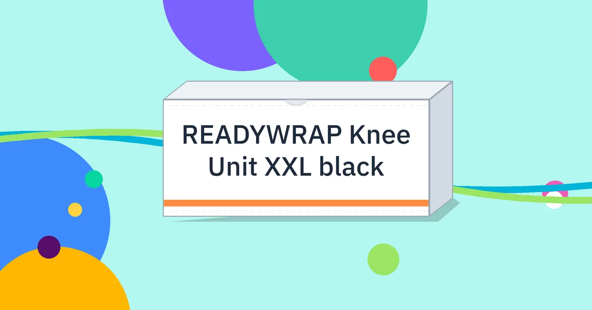 Symbolbild: Packung mit der Aufschrift READYWRAP Knee Unit XXL black (PZN 16567571) – Verfügbarkeit und Bezug in Apotheken in Frankfurt am Main