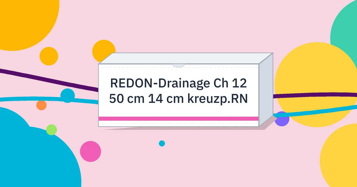 Symbolbild: Packung mit der Aufschrift REDON-Drainage Ch 12 50 cm 14 cm kreuzp.RN (PZN 17483830) – Verfügbarkeit und Bezug in Apotheken in Frankfurt am Main