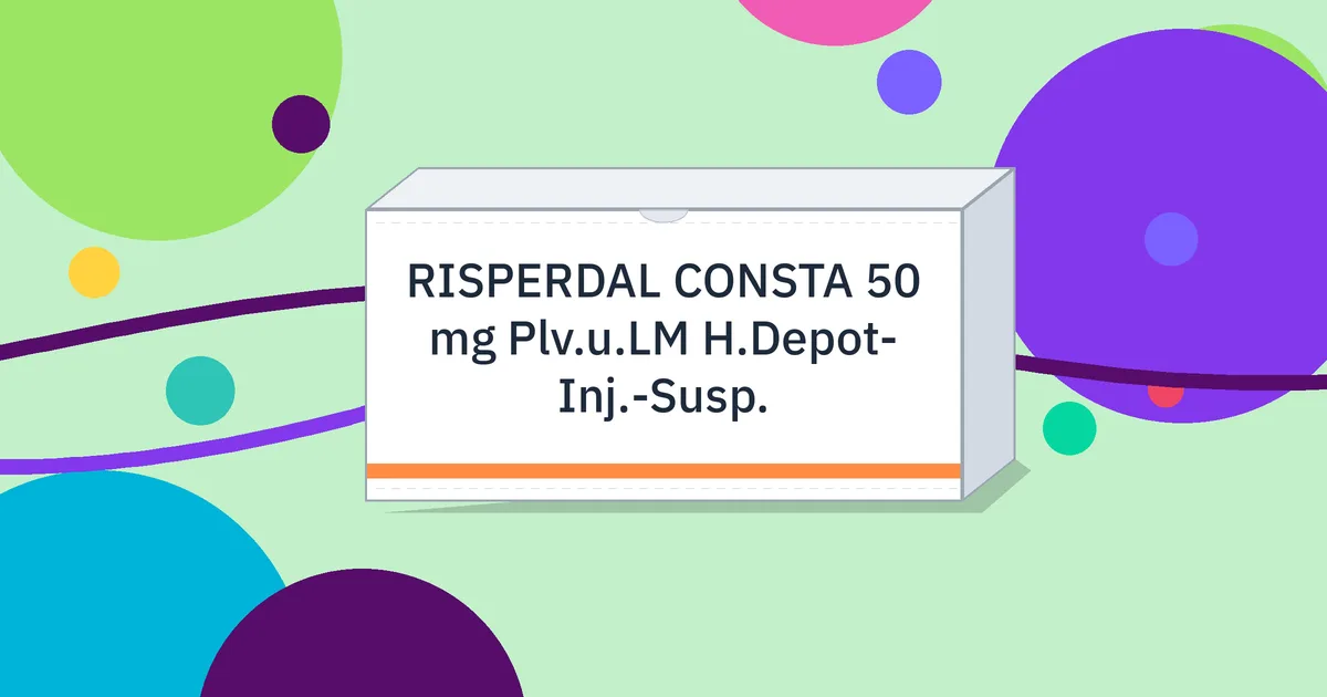 Symbolbild: Packung mit der Aufschrift RISPERDAL CONSTA 50 mg Plv.u.LM H.Depot-Inj.-Susp. (PZN 05731837) – Verfügbarkeit und Bezug in Apotheken in Frankfurt am Main