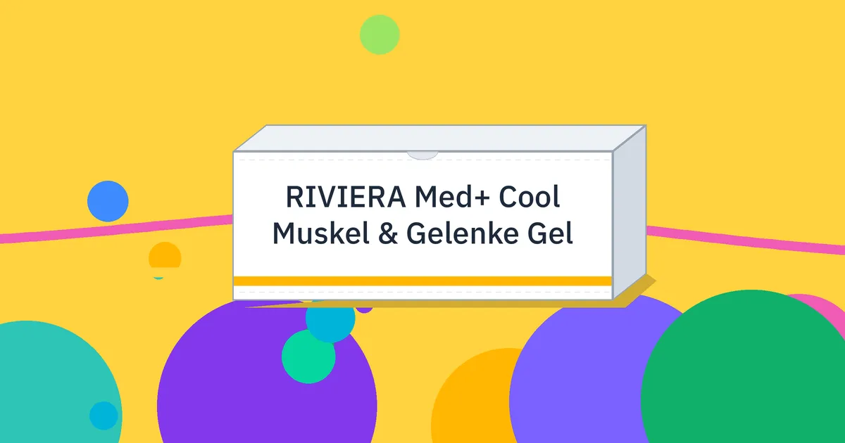 Symbolbild: Packung mit der Aufschrift RIVIERA Med+ Cool Muskel & Gelenke Gel (PZN 19303111) – Verfügbarkeit und Bezug in Apotheken in Frankfurt am Main