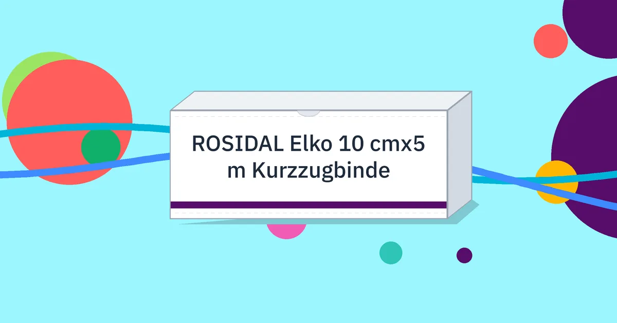 Symbolbild: Packung mit der Aufschrift ROSIDAL Elko 10 cmx5 m Kurzzugbinde (PZN 12729373) – Verfügbarkeit und Bezug in Apotheken in Frankfurt am Main