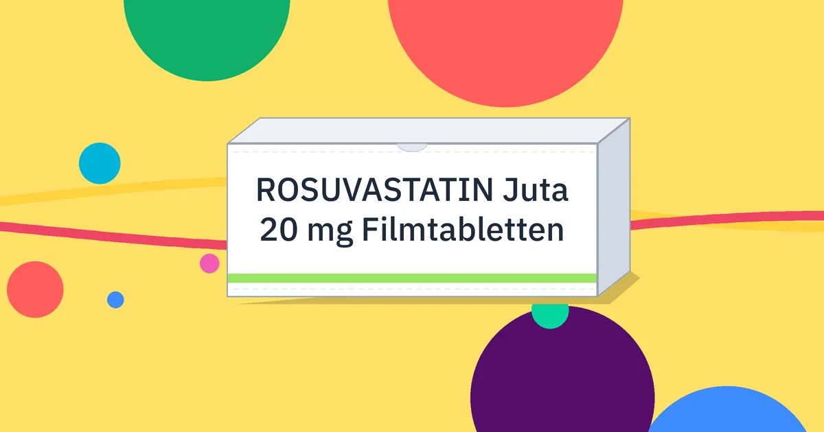 Symbolbild: Packung mit der Aufschrift ROSUVASTATIN Juta 20 mg Filmtabletten (PZN 17971883) – Verfügbarkeit und Bezug in Apotheken in Frankfurt am Main