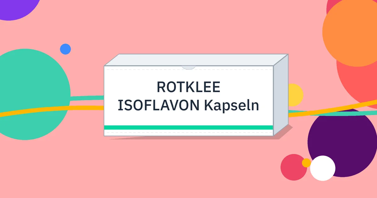 Symbolbild: Packung mit der Aufschrift ROTKLEE ISOFLAVON Kapseln (PZN 06863280) – Verfügbarkeit und Bezug in Apotheken in Frankfurt am Main