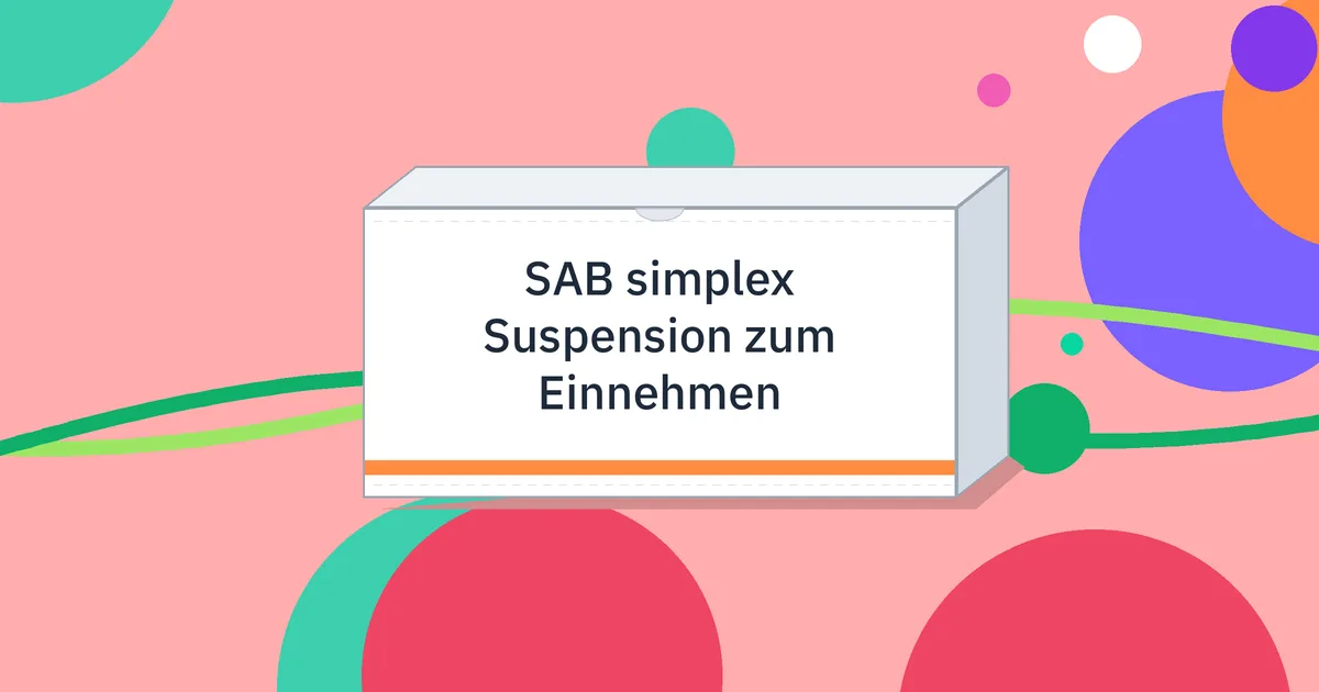 Symbolbild: Packung mit der Aufschrift SAB simplex Suspension zum Einnehmen (PZN 00179275) – Verfügbarkeit und Bezug in Apotheken in Frankfurt am Main