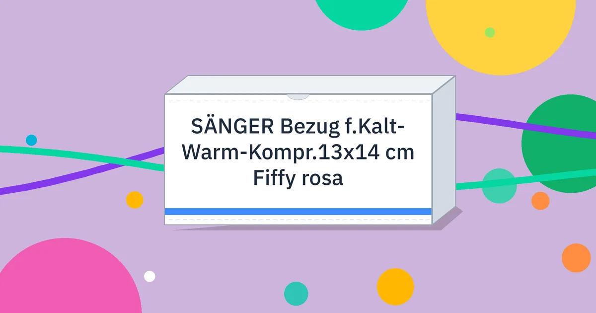 Symbolbild: Packung mit der Aufschrift SÄNGER Bezug f.Kalt-Warm-Kompr.13x14 cm Fiffy rosa (PZN 05497086) – Verfügbarkeit und Bezug in Apotheken in Frankfurt am Main