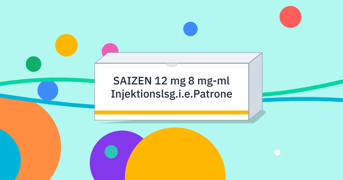 Symbolbild: Packung mit der Aufschrift SAIZEN 12 mg 8 mg-ml Injektionslsg.i.e.Patrone (PZN 10048539) – Verfügbarkeit und Bezug in Apotheken in Frankfurt am Main