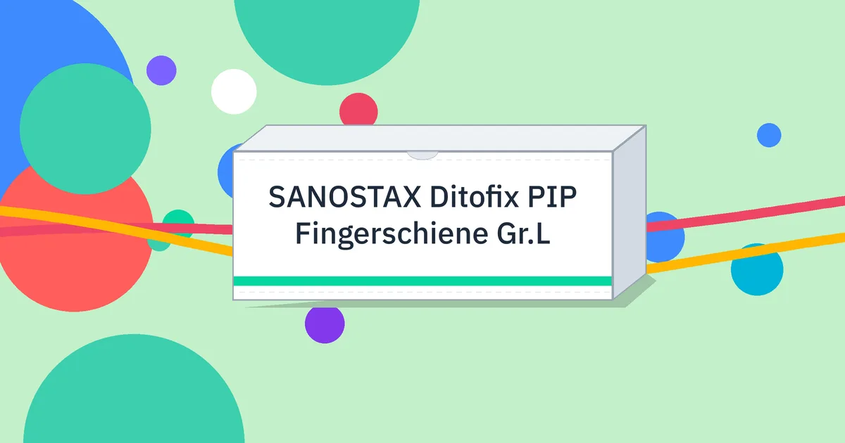Symbolbild: Packung mit der Aufschrift SANOSTAX Ditofix PIP Fingerschiene Gr.L (PZN 11604793) – Verfügbarkeit und Bezug in Apotheken in Frankfurt am Main