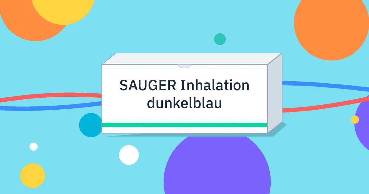 Symbolbild: Packung mit der Aufschrift SAUGER Inhalation dunkelblau (PZN 07500349) – Verfügbarkeit und Bezug in Apotheken in Frankfurt am Main