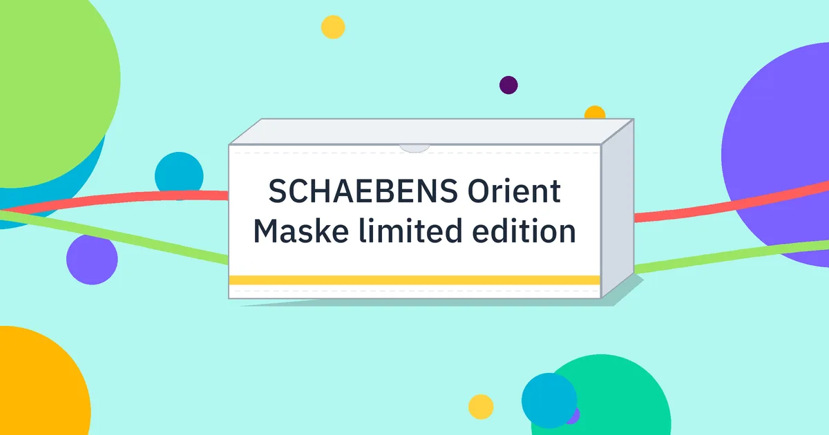 Symbolbild: Packung mit der Aufschrift SCHAEBENS Orient Maske limited edition (PZN 13982022) – Verfügbarkeit und Bezug in Apotheken in Frankfurt am Main