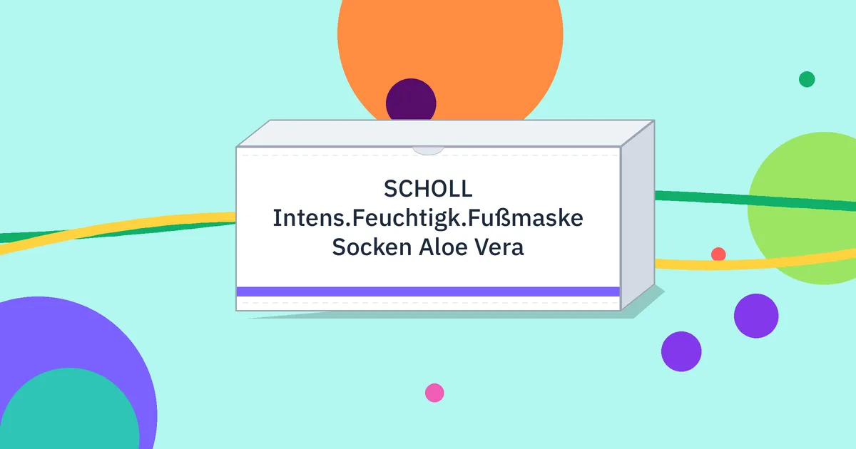 Symbolbild: Packung mit der Aufschrift SCHOLL Intens.Feuchtigk.Fußmaske Socken Aloe Vera (PZN 18296610) – Verfügbarkeit und Bezug in Apotheken in Frankfurt am Main