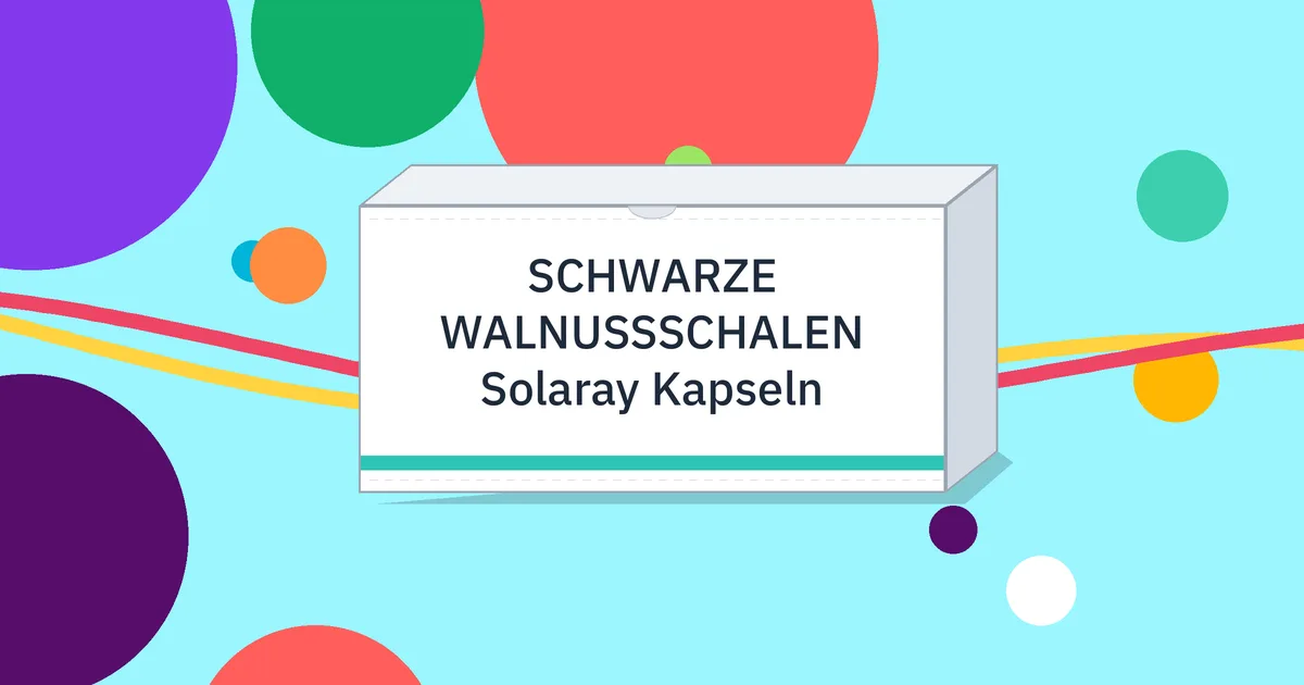Symbolbild: Packung mit der Aufschrift SCHWARZE WALNUSSSCHALEN Solaray Kapseln (PZN 17386038) – Verfügbarkeit und Bezug in Apotheken in Frankfurt am Main