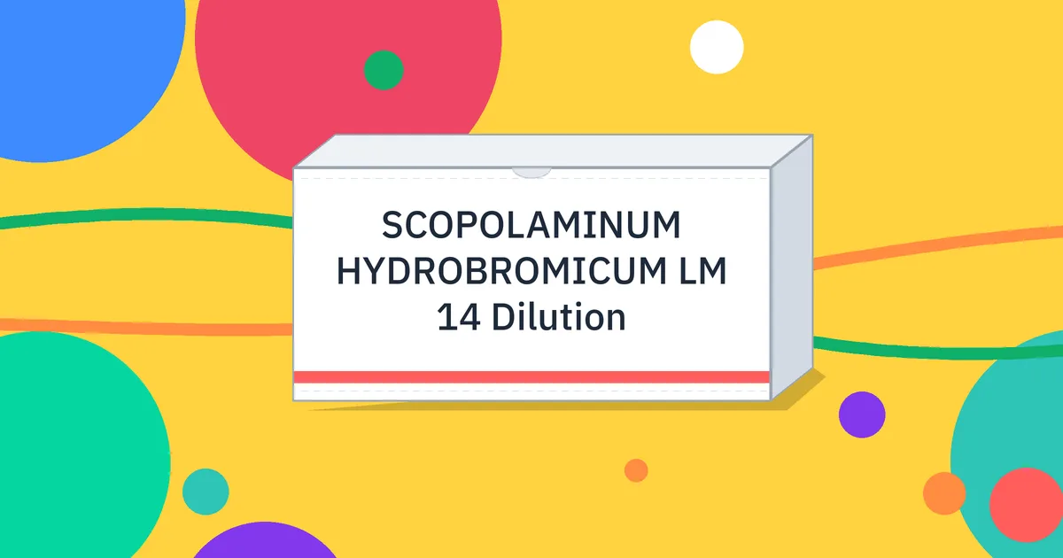 Symbolbild: Packung mit der Aufschrift SCOPOLAMINUM HYDROBROMICUM LM 14 Dilution (PZN 13691170) – Verfügbarkeit und Bezug in Apotheken in Frankfurt am Main