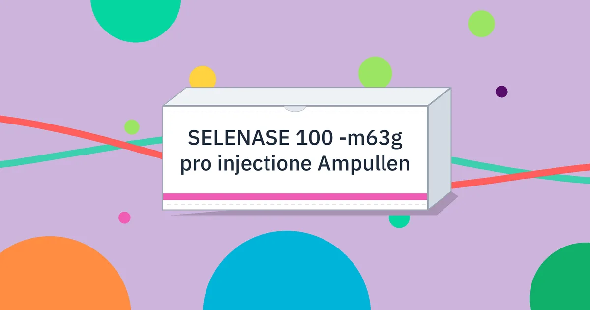 Symbolbild: Packung mit der Aufschrift SELENASE 100 -m63g pro injectione Ampullen (PZN 00593721) – Verfügbarkeit und Bezug in Apotheken in Frankfurt am Main
