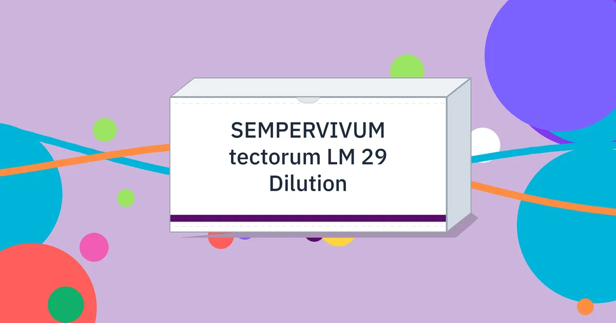 Symbolbild: Packung mit der Aufschrift SEMPERVIVUM tectorum LM 29 Dilution (PZN 13186414) – Verfügbarkeit und Bezug in Apotheken in Frankfurt am Main