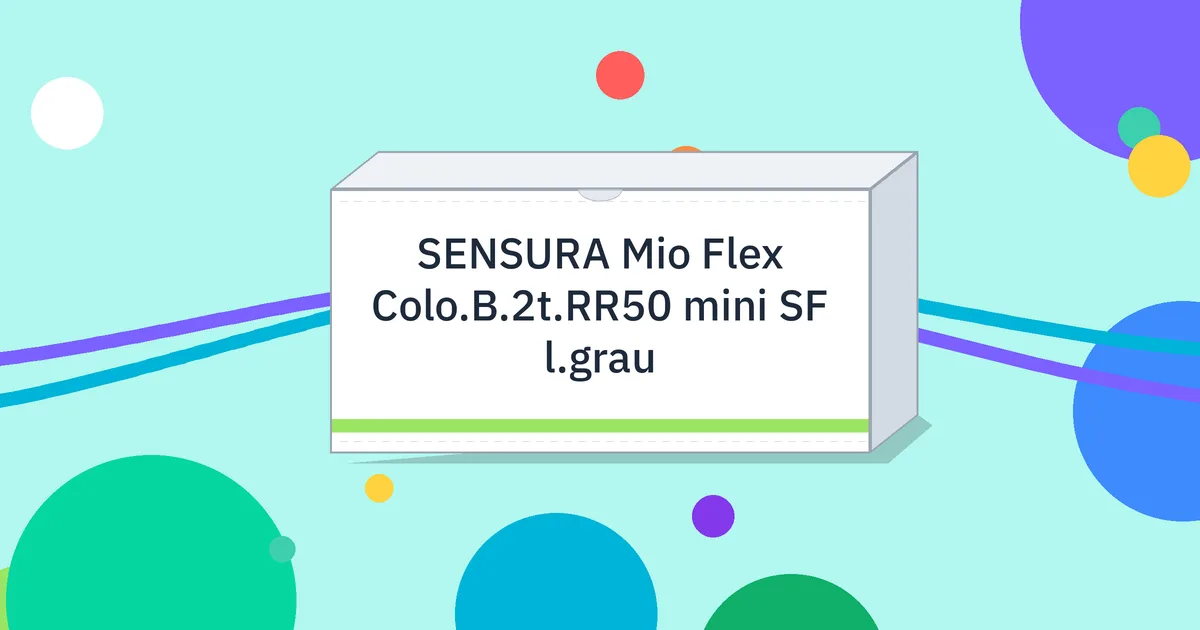 Symbolbild: Packung mit der Aufschrift SENSURA Mio Flex Colo.B.2t.RR50 mini SF l.grau (PZN 10202101) – Verfügbarkeit und Bezug in Apotheken in Frankfurt am Main
