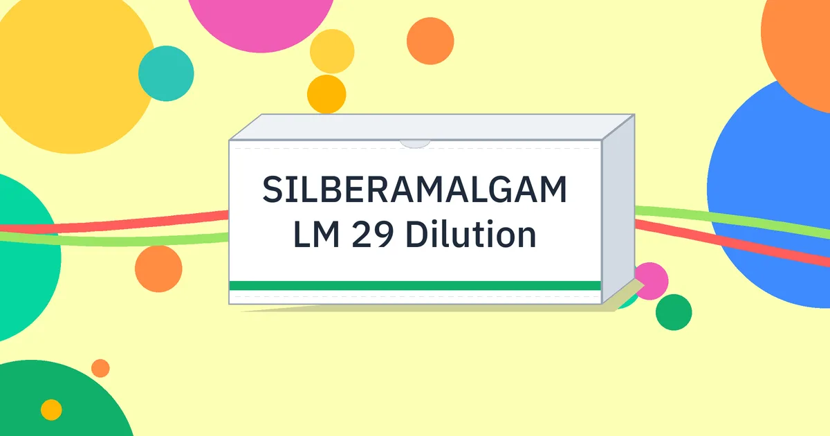 Symbolbild: Packung mit der Aufschrift SILBERAMALGAM LM 29 Dilution (PZN 13189476) – Verfügbarkeit und Bezug in Apotheken in Frankfurt am Main
