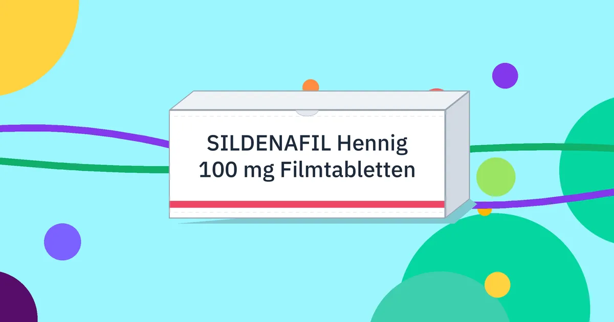 Symbolbild: Packung mit der Aufschrift SILDENAFIL Hennig 100 mg Filmtabletten (PZN 10113900) – Verfügbarkeit und Bezug in Apotheken in Frankfurt am Main