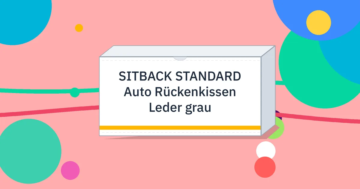 Symbolbild: Packung mit der Aufschrift SITBACK STANDARD Auto Rückenkissen Leder grau (PZN 16860213) – Verfügbarkeit und Bezug in Apotheken in Frankfurt am Main