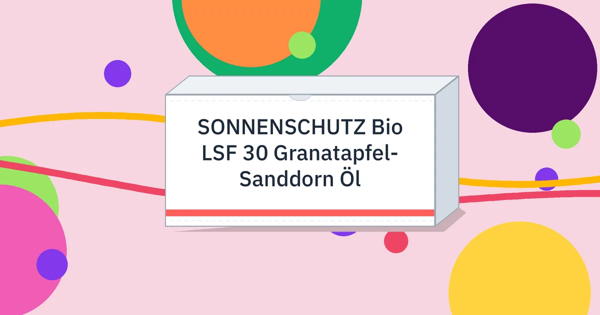 Symbolbild: Packung mit der Aufschrift SONNENSCHUTZ Bio LSF 30 Granatapfel-Sanddorn Öl (PZN 10994243) – Verfügbarkeit und Bezug in Apotheken in Frankfurt am Main
