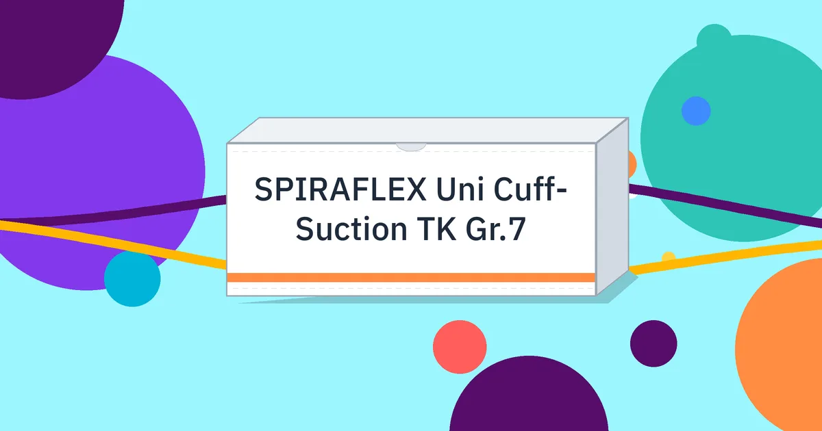 Symbolbild: Packung mit der Aufschrift SPIRAFLEX Uni Cuff-Suction TK Gr.7 (PZN 17932877) – Verfügbarkeit und Bezug in Apotheken in Frankfurt am Main