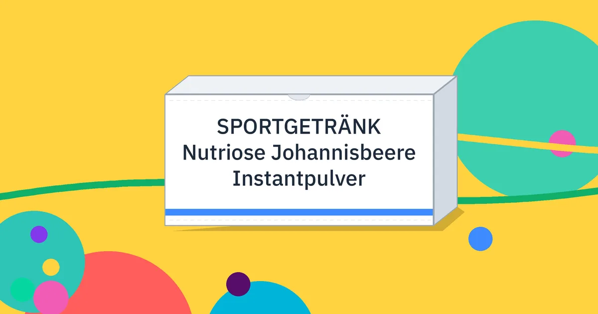 Symbolbild: Packung mit der Aufschrift SPORTGETRÄNK Nutriose Johannisbeere Instantpulver (PZN 11219753) – Verfügbarkeit und Bezug in Apotheken in Frankfurt am Main