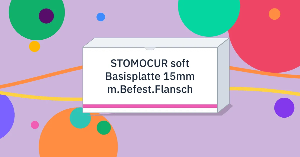 Symbolbild: Packung mit der Aufschrift STOMOCUR soft Basisplatte 15mm m.Befest.Flansch (PZN 07282438) – Verfügbarkeit und Bezug in Apotheken in Frankfurt am Main