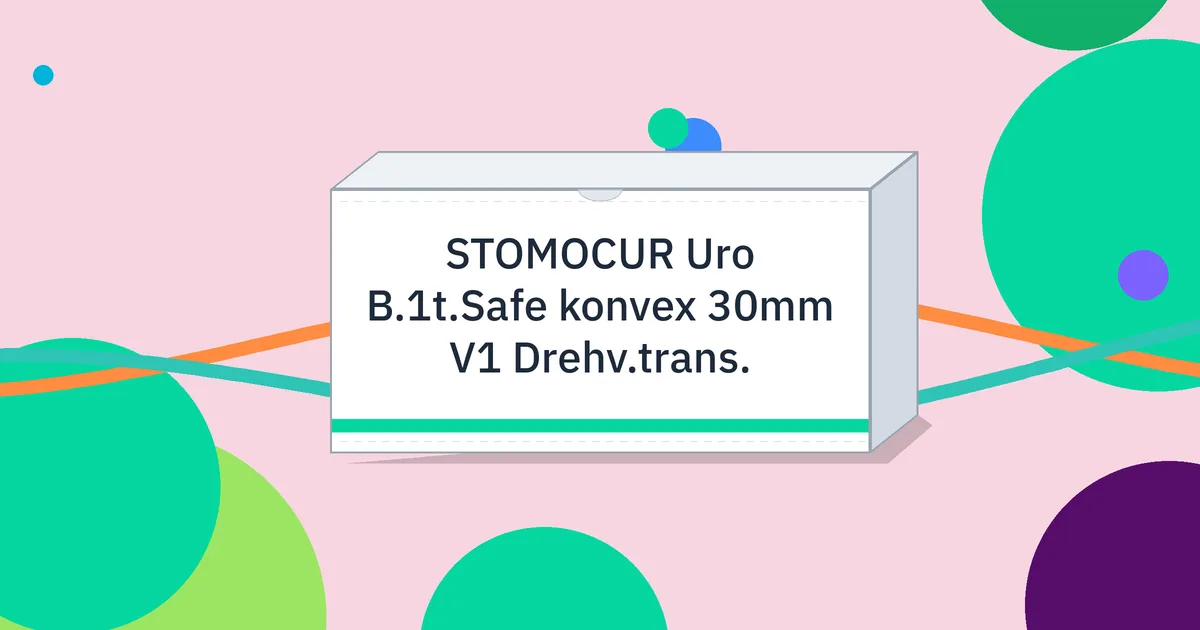 Symbolbild: Packung mit der Aufschrift STOMOCUR Uro B.1t.Safe konvex 30mm V1 Drehv.trans. (PZN 17552933) – Verfügbarkeit und Bezug in Apotheken in Frankfurt am Main