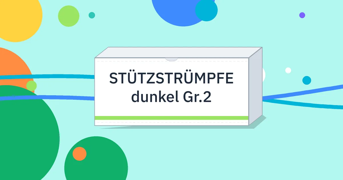 Symbolbild: Packung mit der Aufschrift STÜTZSTRÜMPFE dunkel Gr.2 (PZN 01978860) – Verfügbarkeit und Bezug in Apotheken in Frankfurt am Main